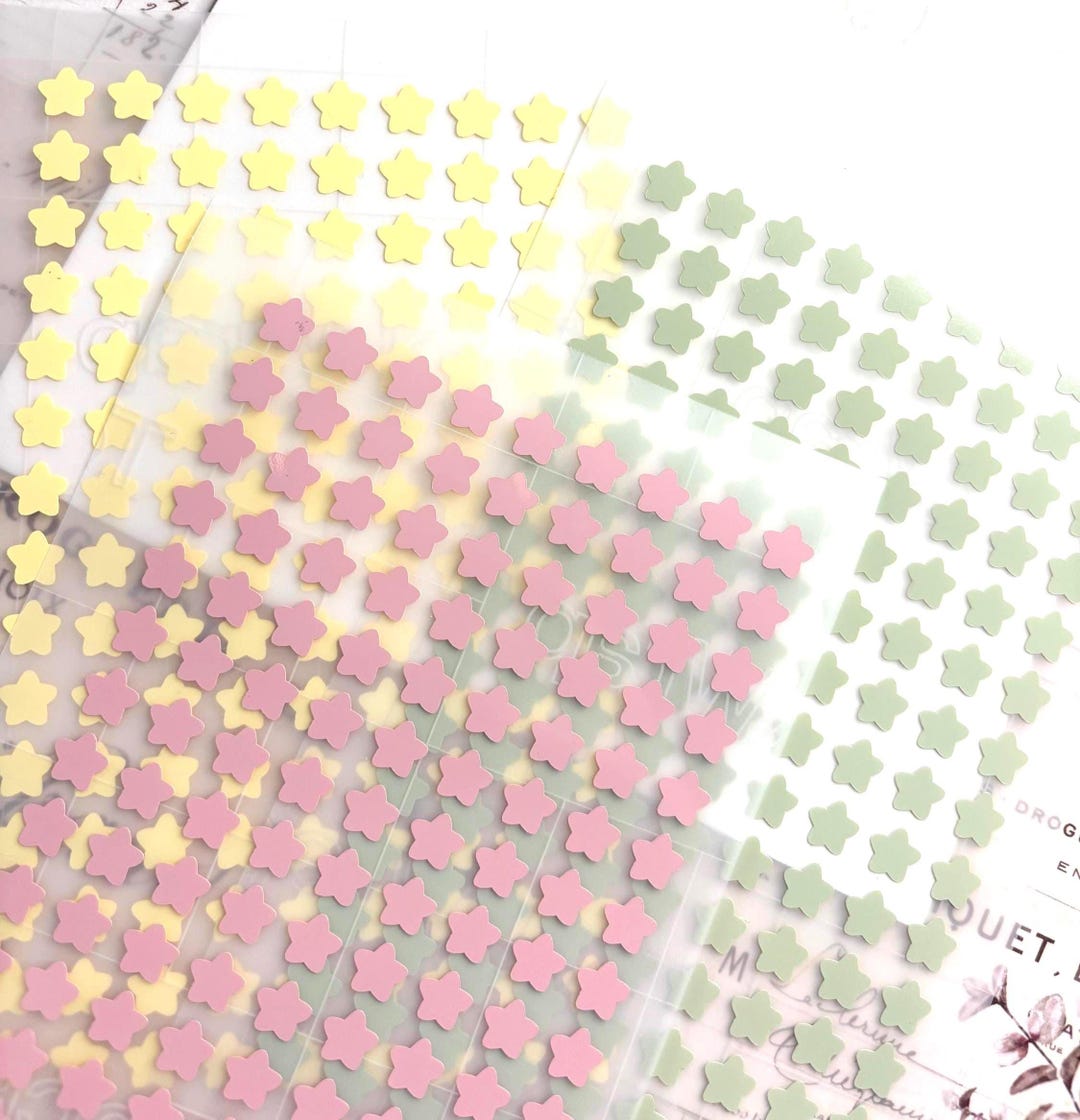 Pastel Puffy Stars Stickers, Set of 6 Stickers for Planners - Etsy