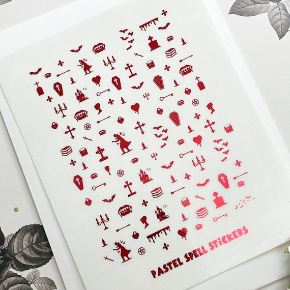 Tiny RED Scattered Vampire Theme Sticker Sheet Halloween - Etsy