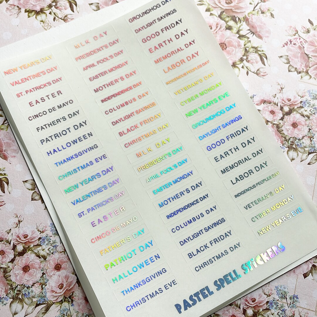 US Calendar Holiday Stickers Holographic Planner Date - Etsy
