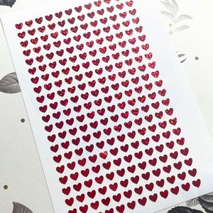 6mm Tiny Sparkly Red Heart Stickers, Vinyl Planner Stickers, Tiny Heart ...
