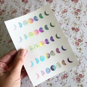 Large Moon Phases Stickers, Holographic Moons, Clear Stickers, Phases ...