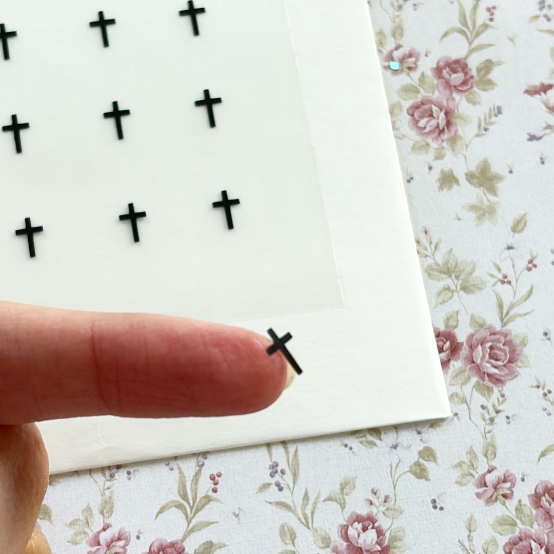 Tiny 10mm Vinyl Glossy Black Cross Stickers, Bullet Journal Stickers ...