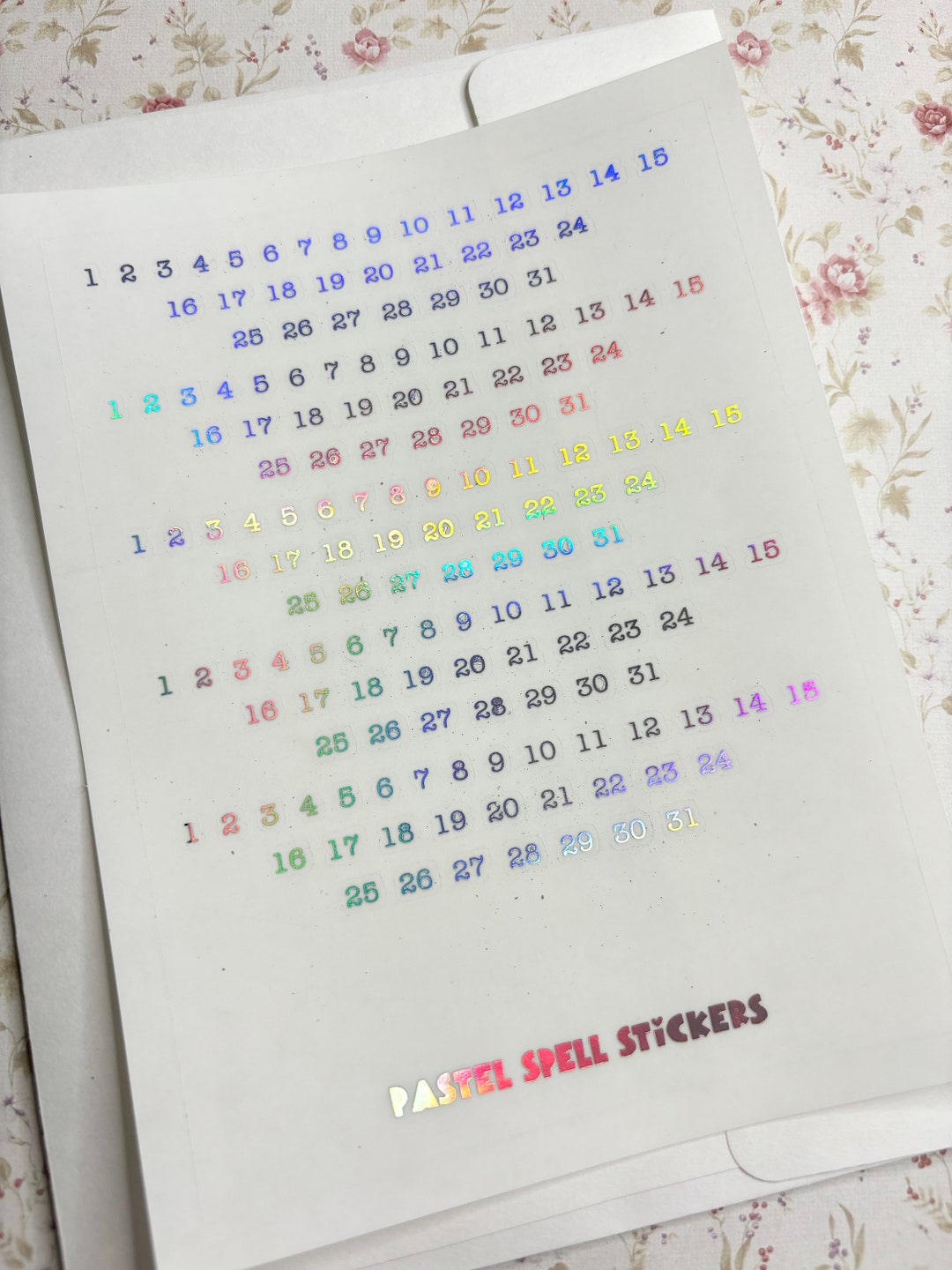 3mm Tiny Holographic Numbers 1-31 Stickers, Clear Background Calendar ...