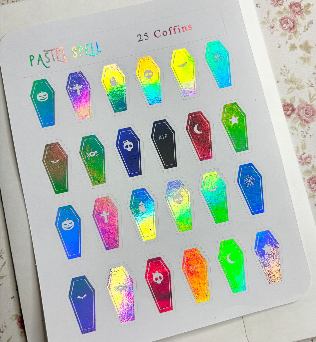 Coffin Sticker, Gravestone Stickers, Holographic Option, Halloween ...