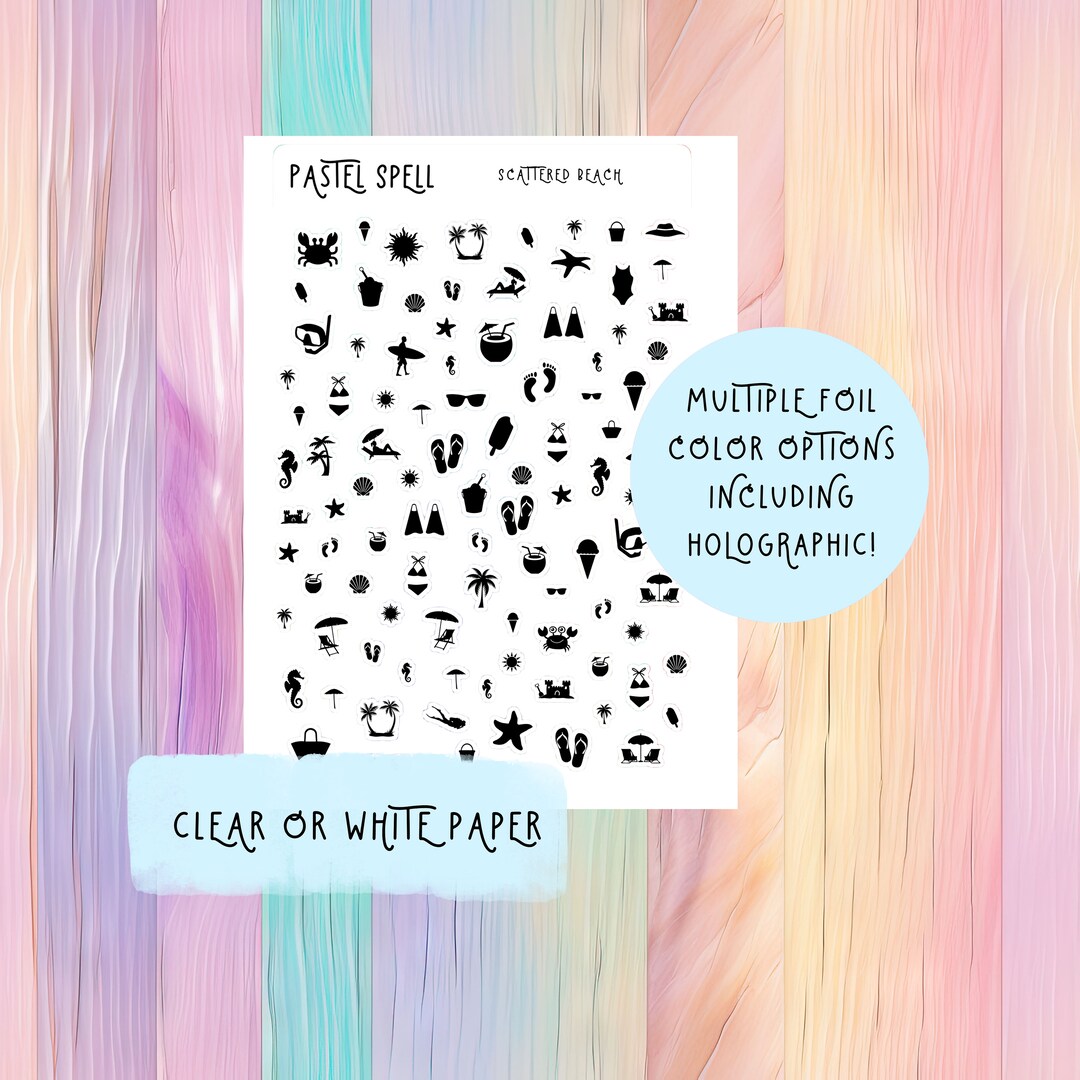 Tiny Beach Themed Stickers, Summer Planner Stickers, Summertime ...