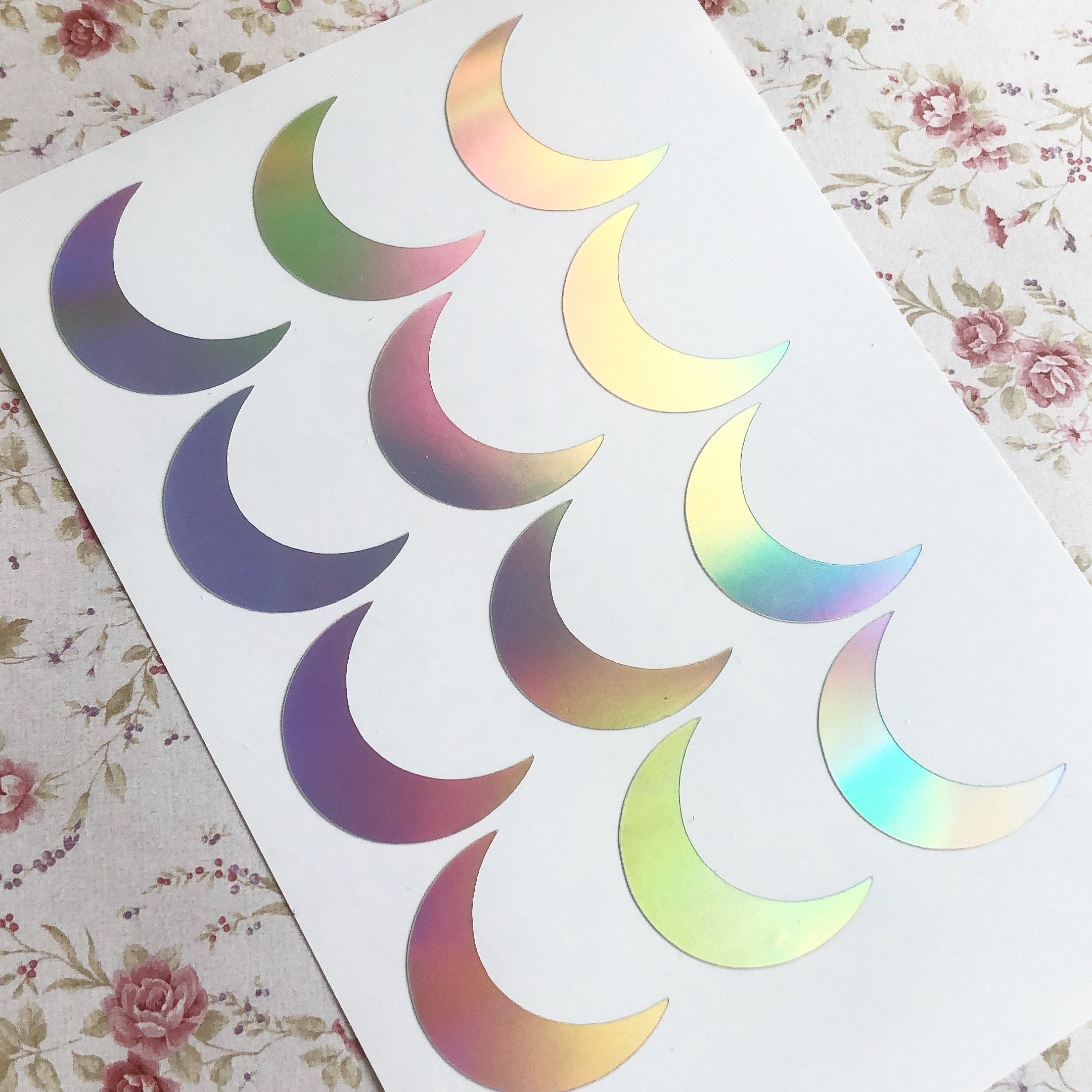 1 Inch Holographic Moon Stickers Planner Stickers Crescent - Etsy