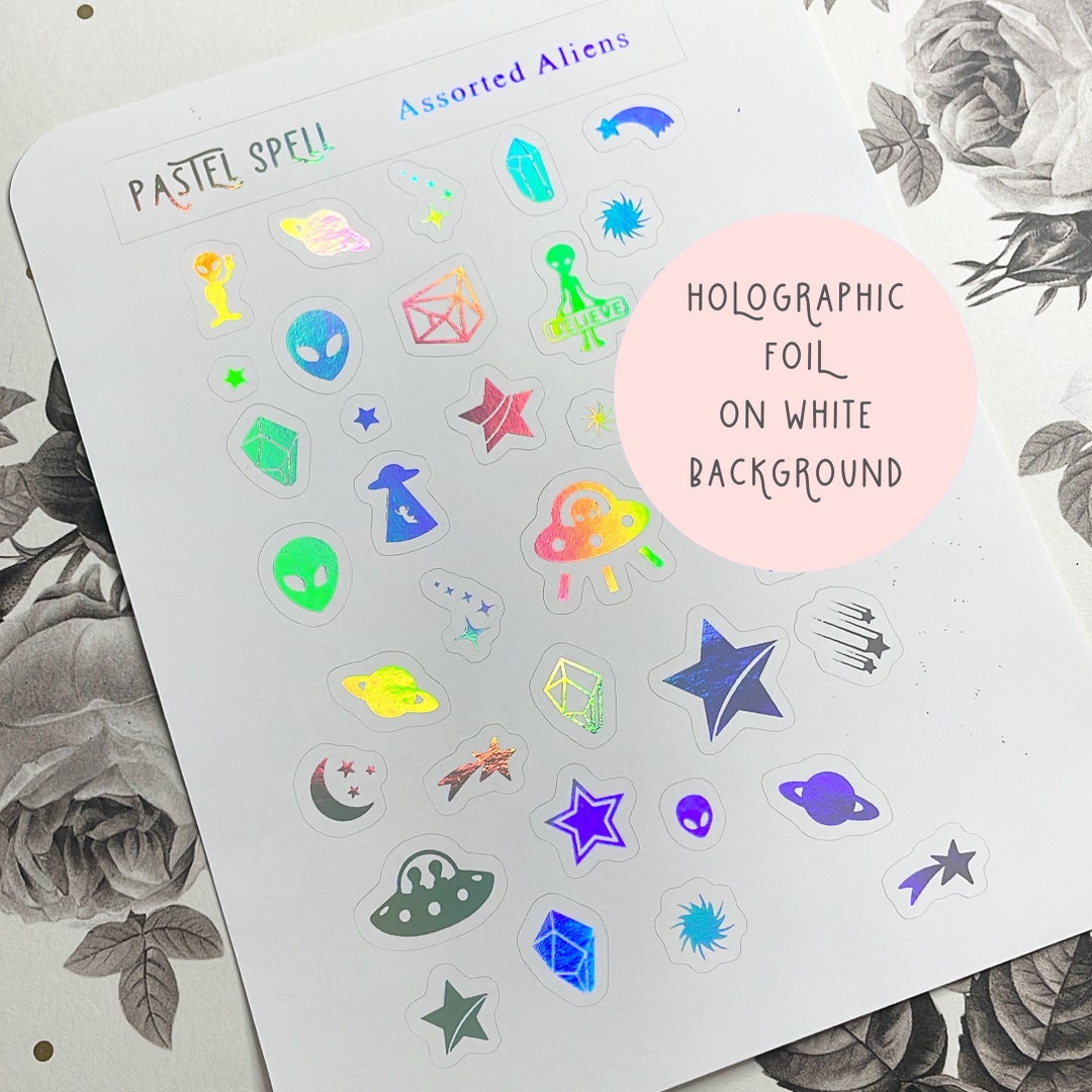 Holographic Alien Stickers UFO Stickers Space Stickers Foil - Etsy