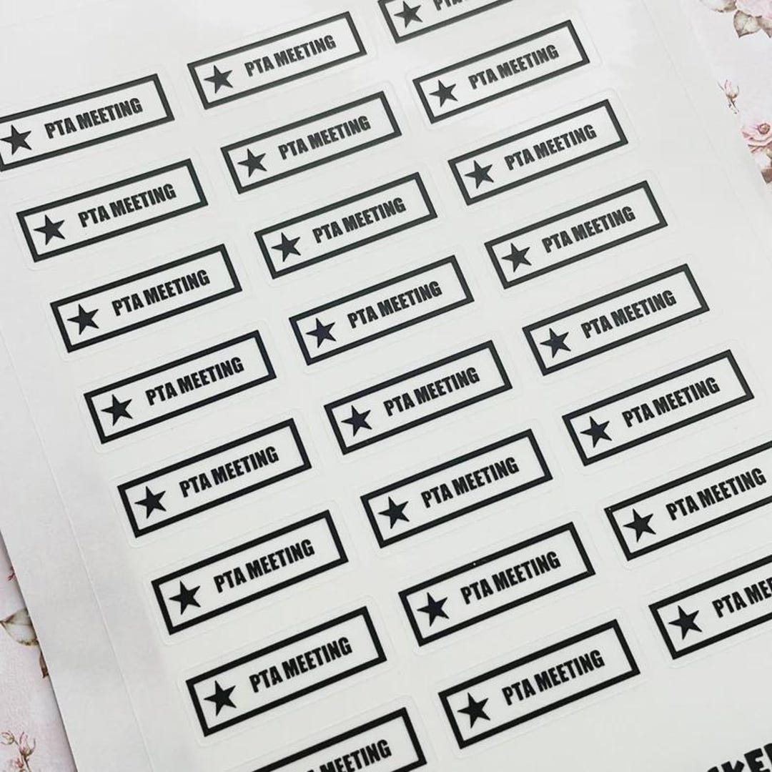 PTA MEETING 30x10mm Schedule Stickers for Planners, Foiled on Clear or ...