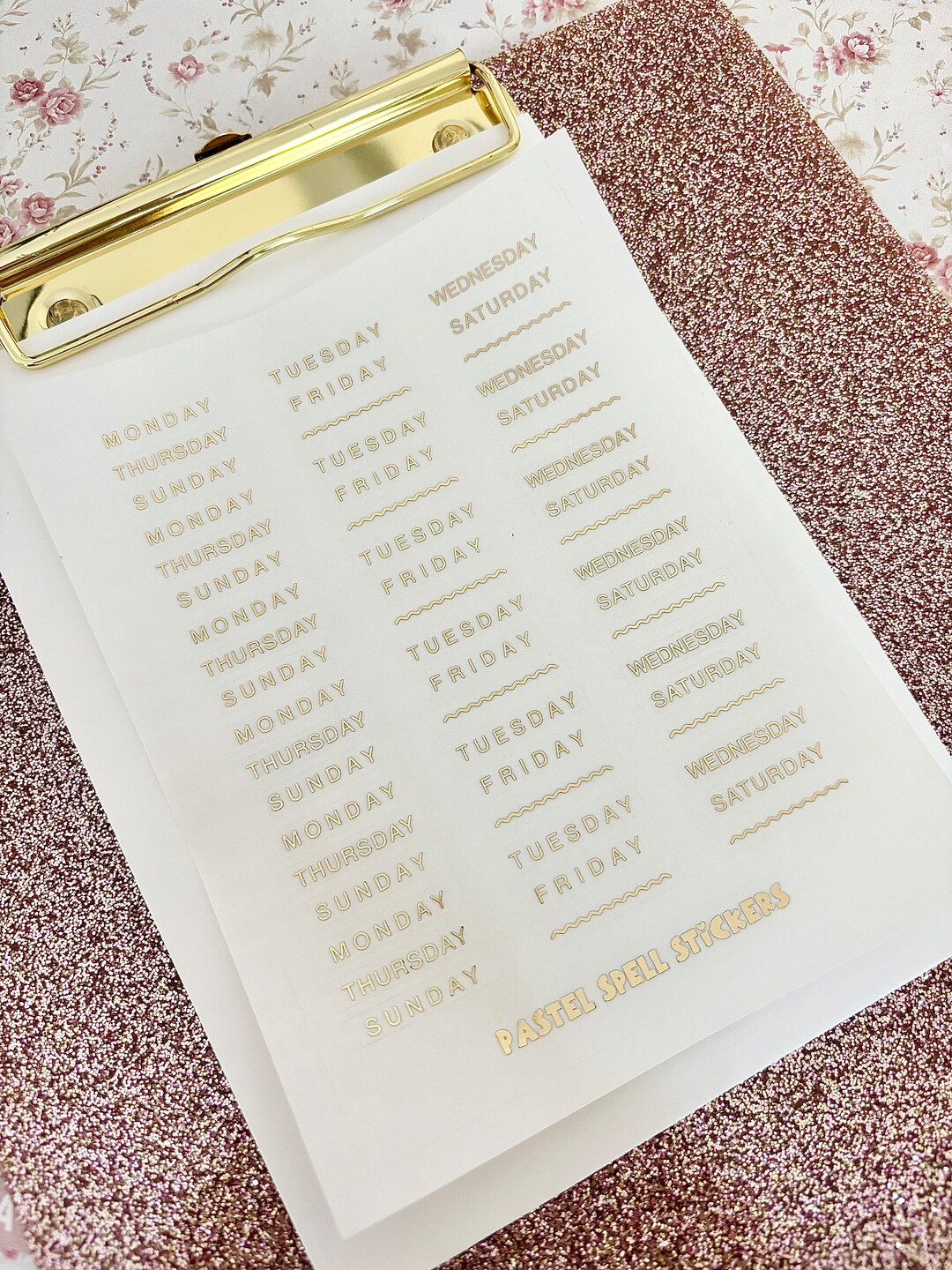 Gold Days of the Week Stickers, Planner Date Stickers, Bujo Stickers ...