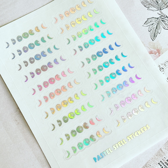 CLEAR Holographic Moon Phases Stickers Lunar Phase Stickers - Etsy