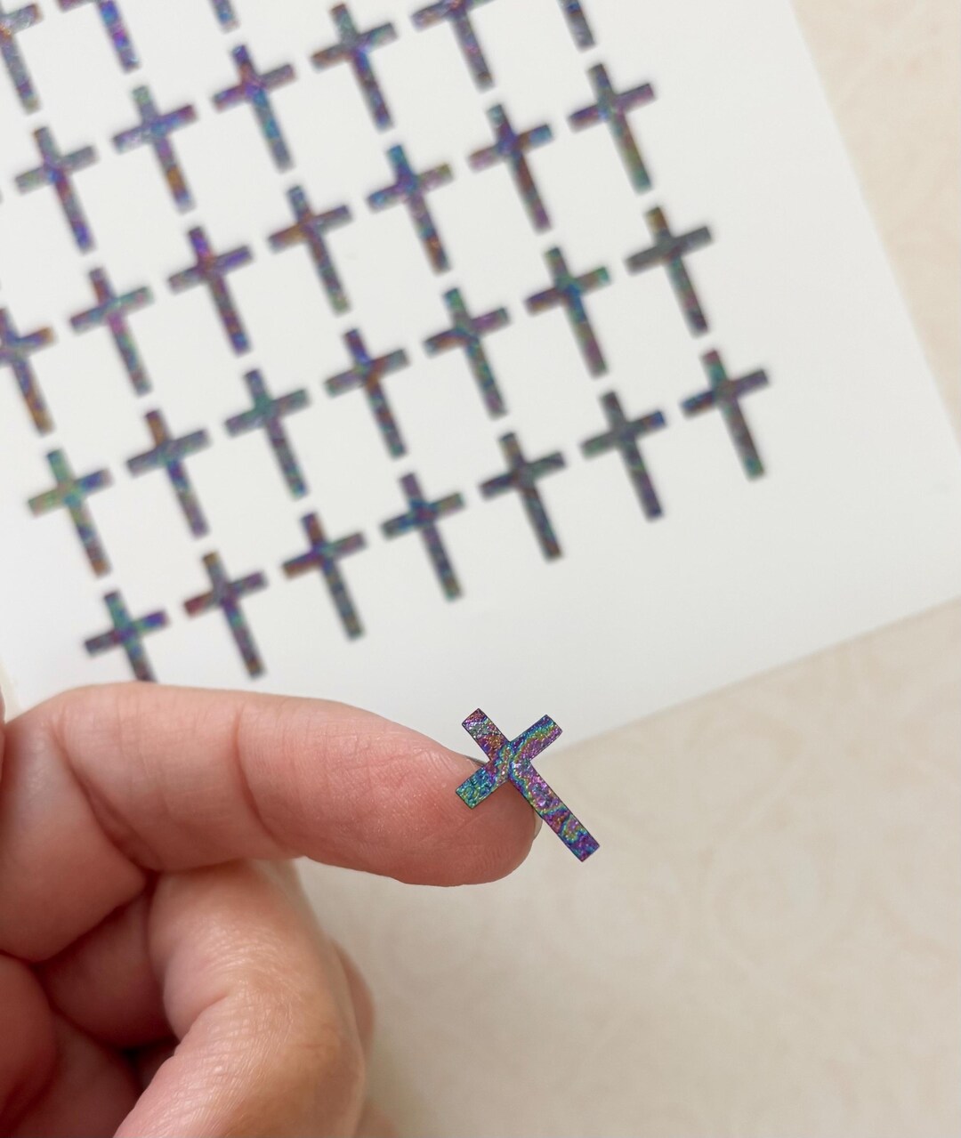 Tiny Cross Stickers, Marble Black 14mm Vinyl Black Cross Stickers, Goth ...