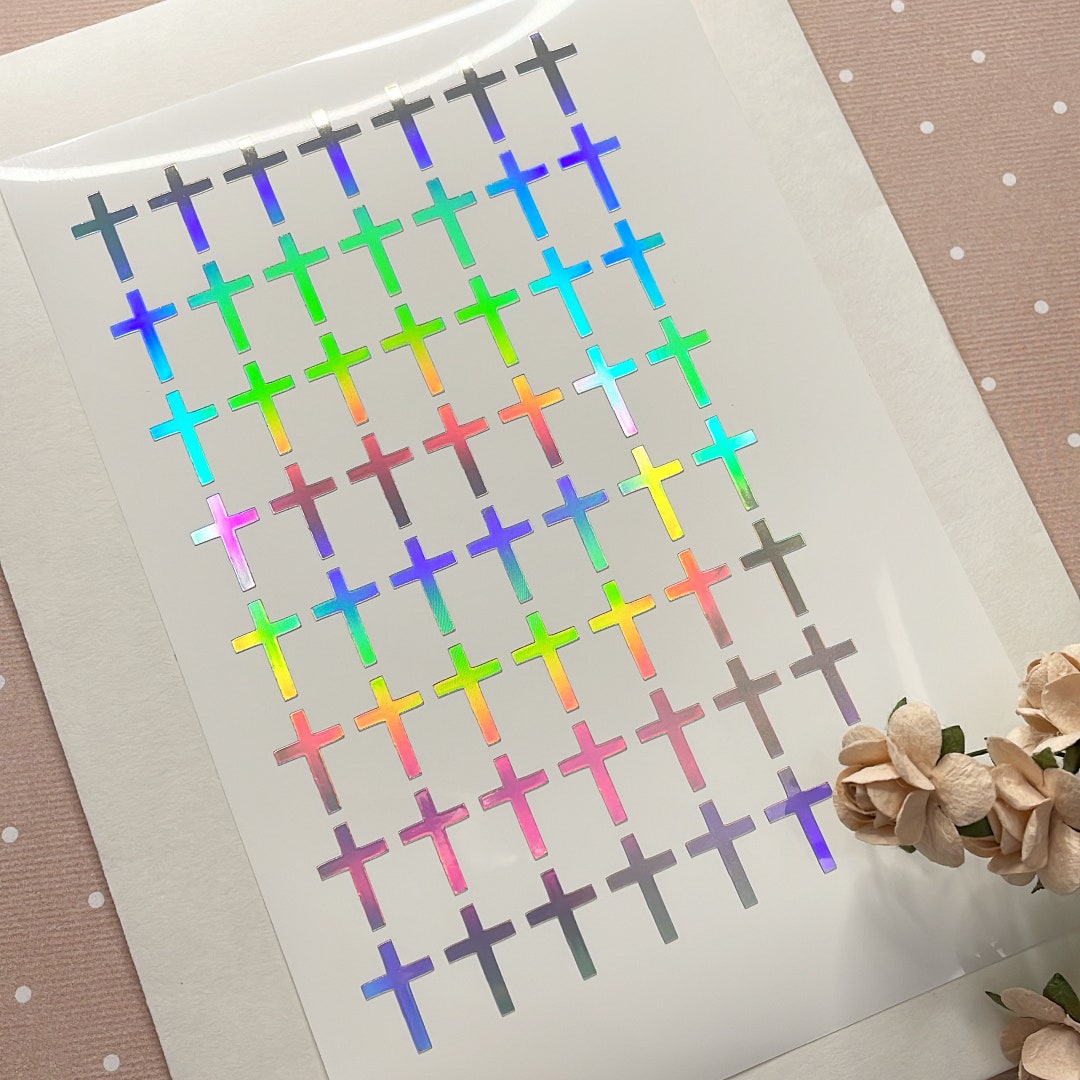14mm Tiny Cross Stickers, Vinyl Holographic Crosses, Goth Cross ...