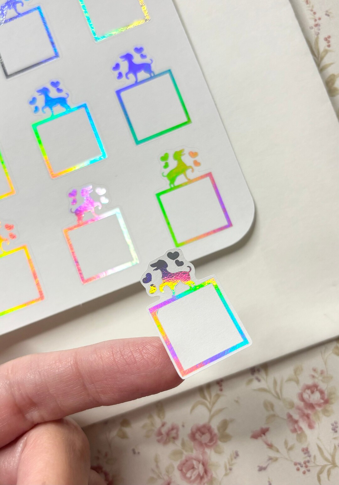 Holographic Dog Box Stickers for Planners Puppy Labels for Dog Lovers ...