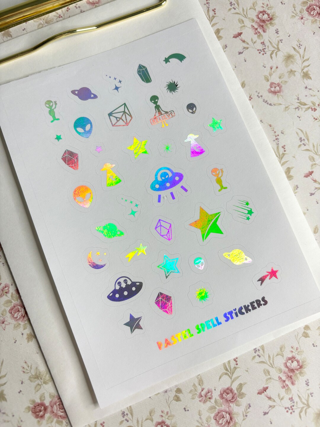 Holographic Alien Stickers, UFO Stickers, Space Stickers, Foil Stickers ...