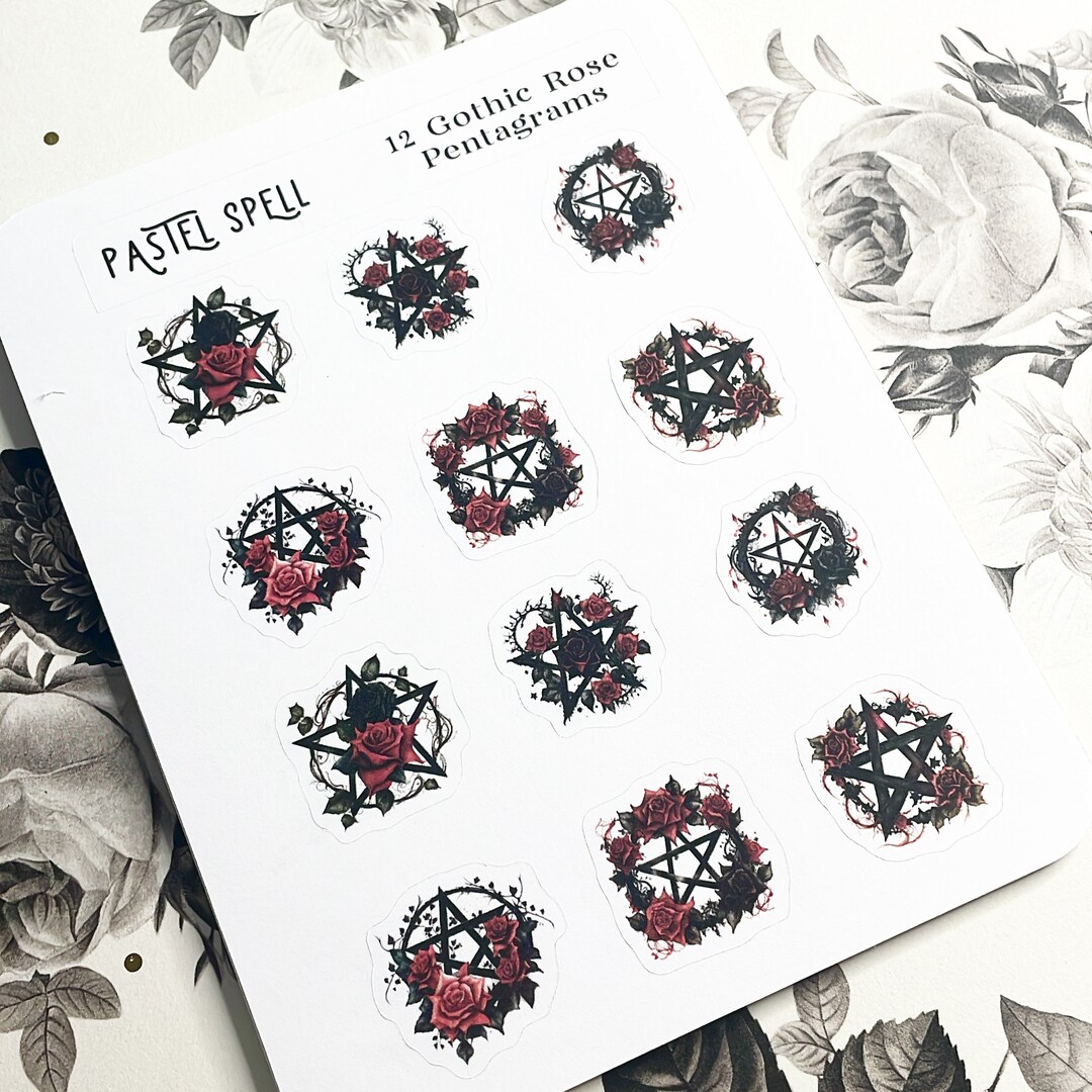 Gothic Red Rose Pentagram Stickers Witch Stickers - Etsy