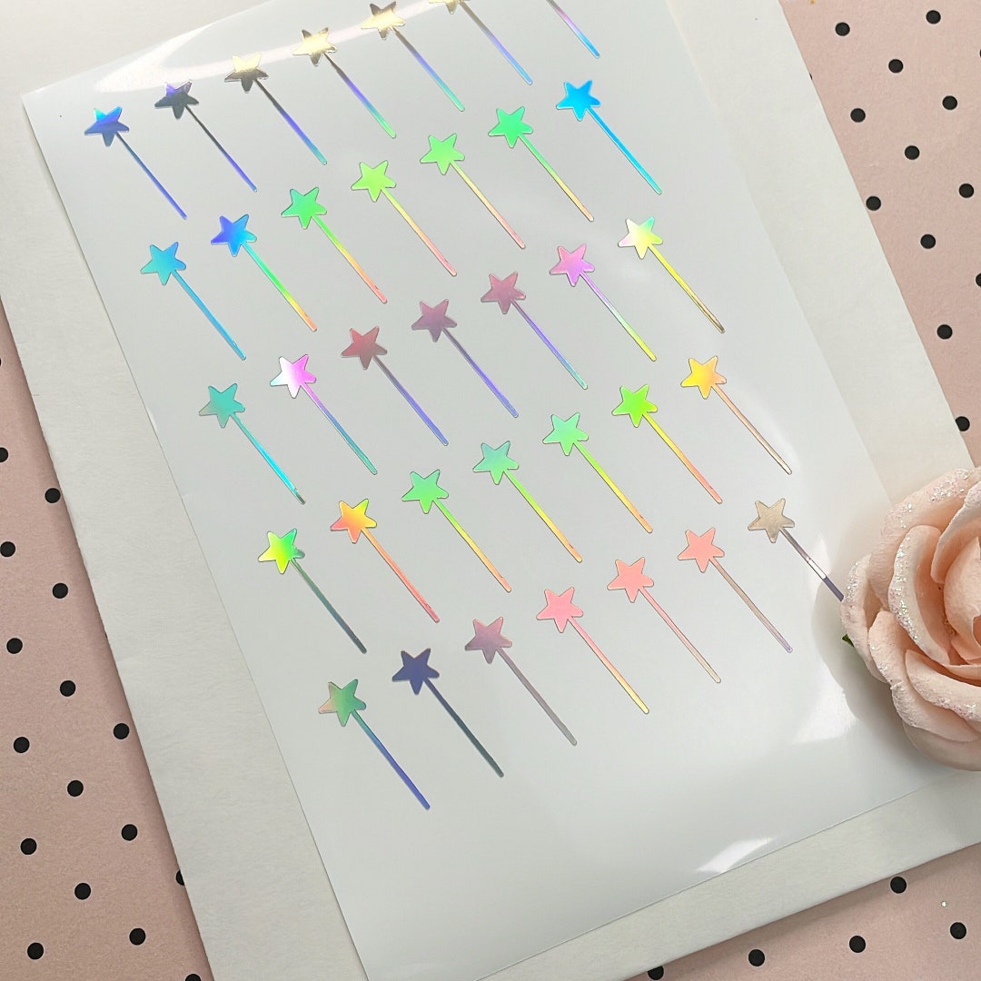 Vinyl 30mm Holographic Magic Wand Stickers, Holographic Stickers, Magic ...
