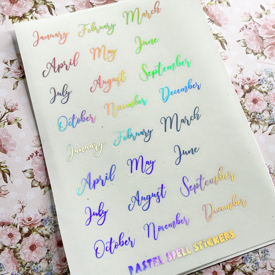 Small Clear Stickers, Holographic Monthly Planner Stickers, Foiled ...