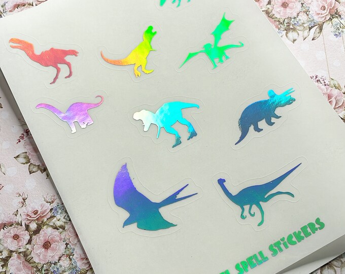 Clear Holographic Dinosaur Stickers, Fun Stickers, Dino Stickers, T-rex ...