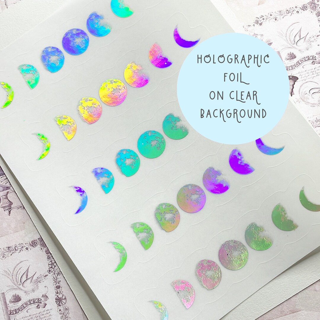 Large Moon Phases Stickers, Holographic Moons, Clear Stickers, Phases ...