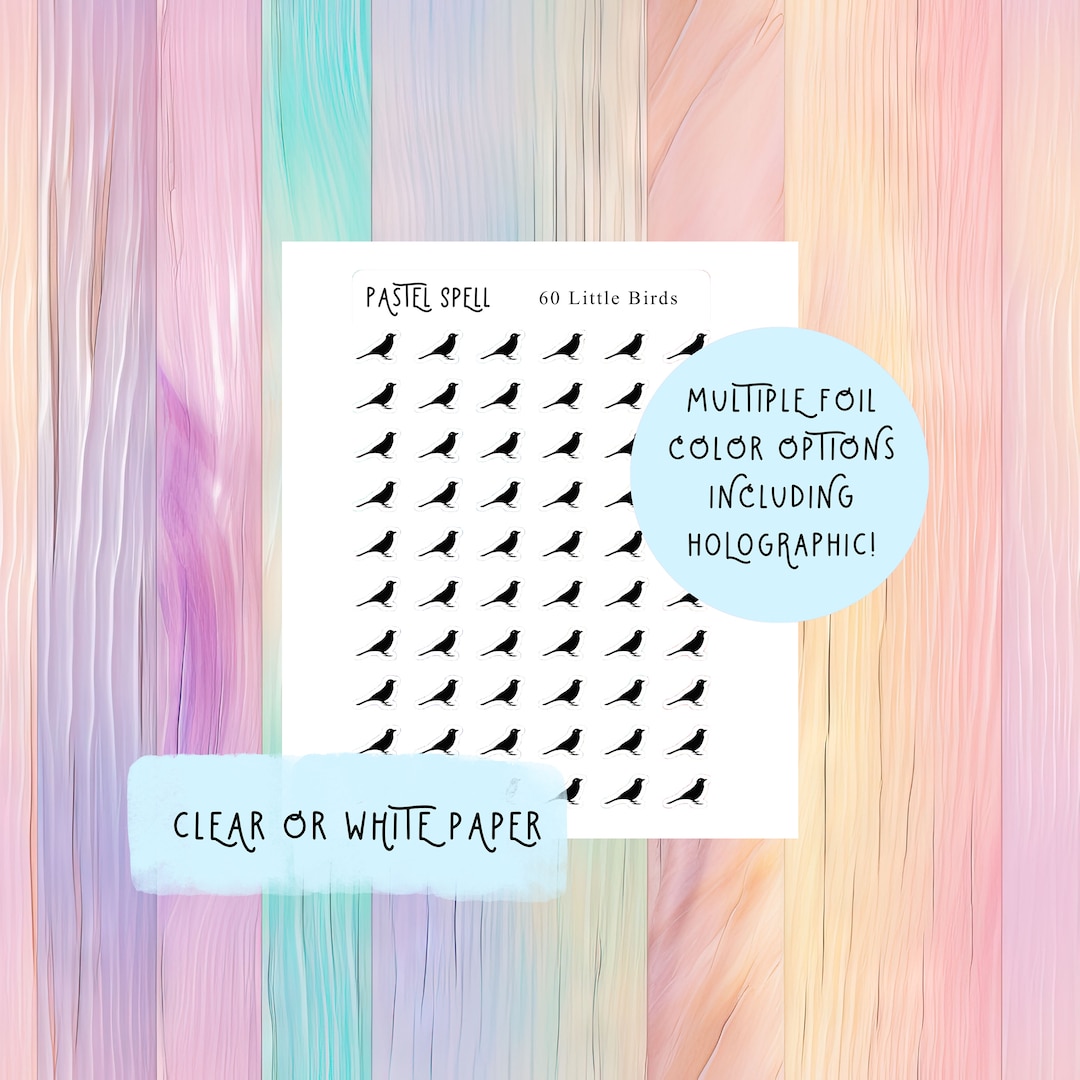 Sweet Bird Stickers, Assorted Colored Birds, 15mm Tiny Bird Stickers ...