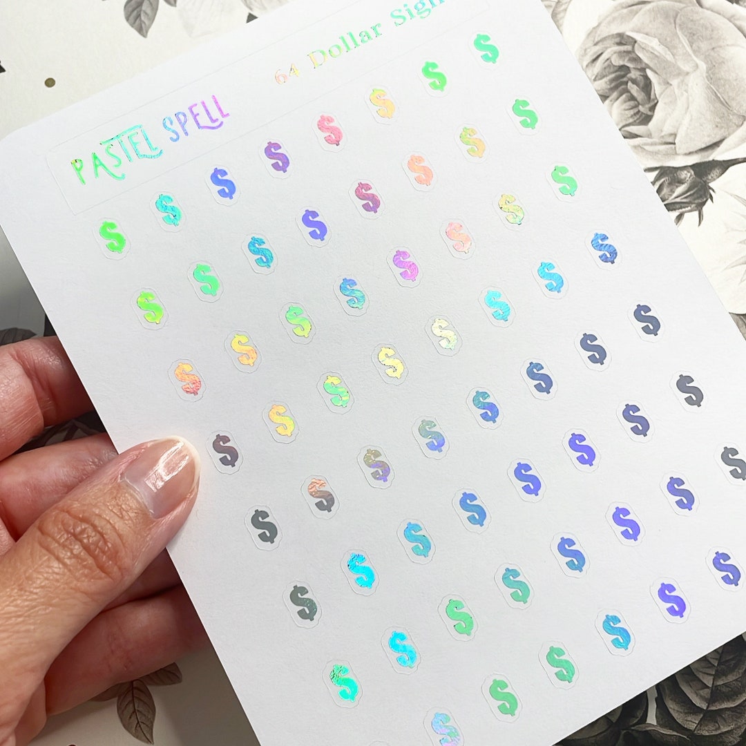 Holographic Dollar Sign Stickers, Planner Stickers, Budget Stickers ...