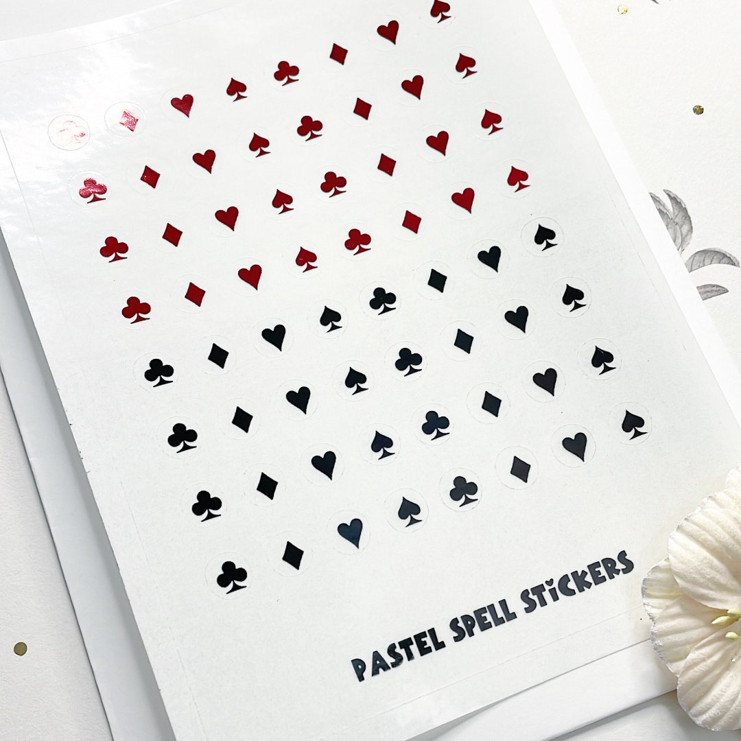 Small Red and Black Foil Playing Card Symbol Stickers Alice - Etsy