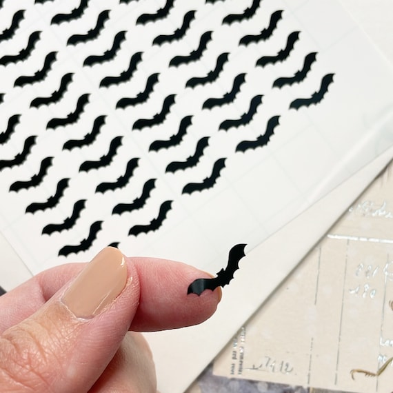 Tiny Black Bats Stickers 20x4mm Vinyl Halloween Stickers - Etsy