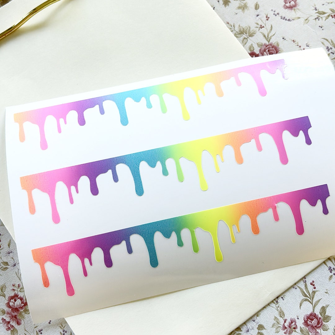 Vinyl 5 Inch Long Pastel Rainbow Ombre Drips Stickers, Waterproof Vinyl ...