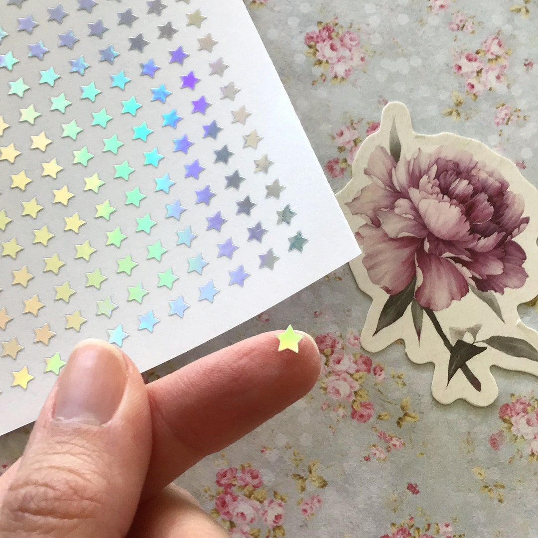 4mm Holographic Star Stickers, Tiny Stars Stickers, Vinyl Holo Stickers ...