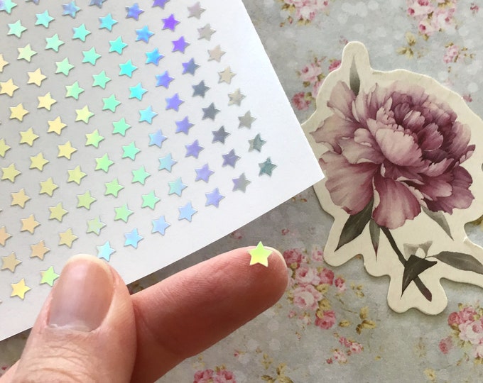 4mm Holographic Star Stickers, Tiny Stars Stickers, Vinyl Holo Stickers ...
