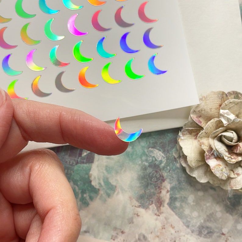 10mm Vinyl Crescent Moon Stickers Rainbow Holographic Moons - Etsy