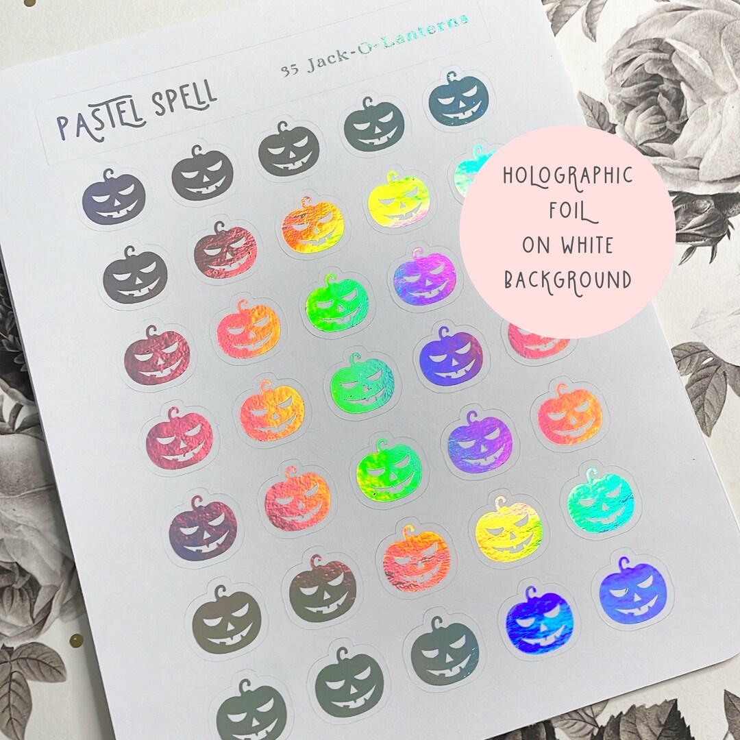 Jack-o-lantern Stickers, Pumpkin Stickers, Holographic Foiled Halloween ...