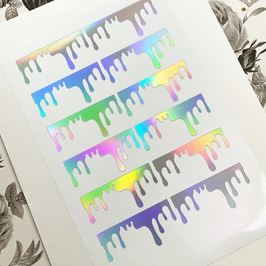 Vinyl Holographic Drips Stickers, Slime Stickers, Frosting Drips ...