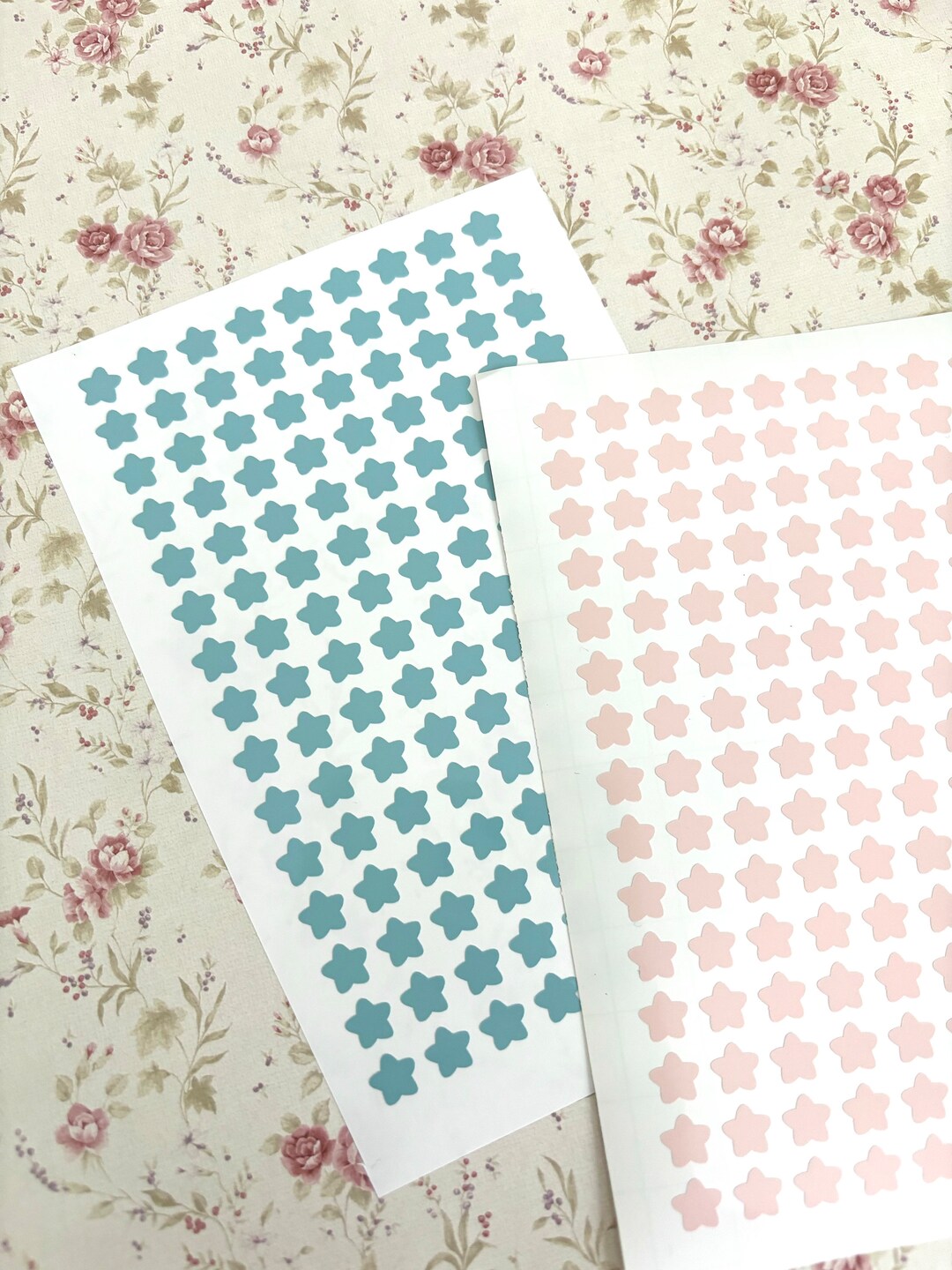Cute 7mm Kawaii Pastel Pink and Blue Puffy Star Stickers, Vinyl Soft ...