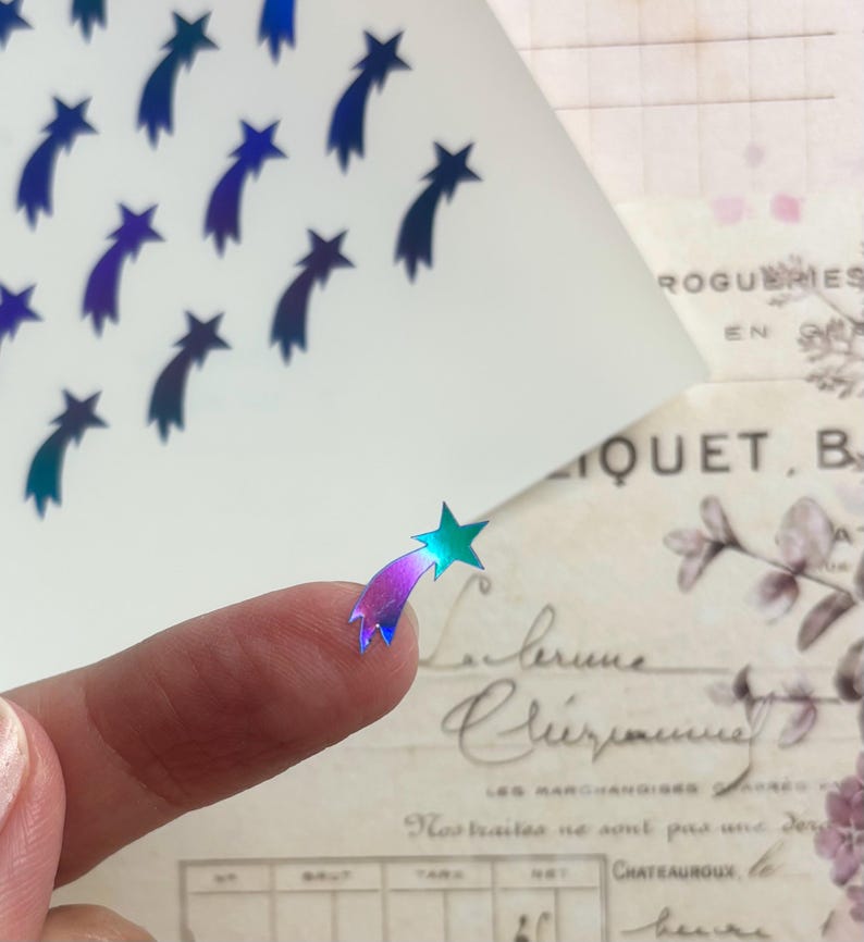 Holographic Blue Shooting Star Stickers for Celestial Themed Projects ...