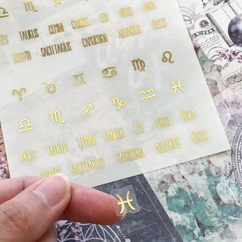 CLEAR Gold Zodiac Stickers Zodiac Signs Astrology Stickers | Etsy