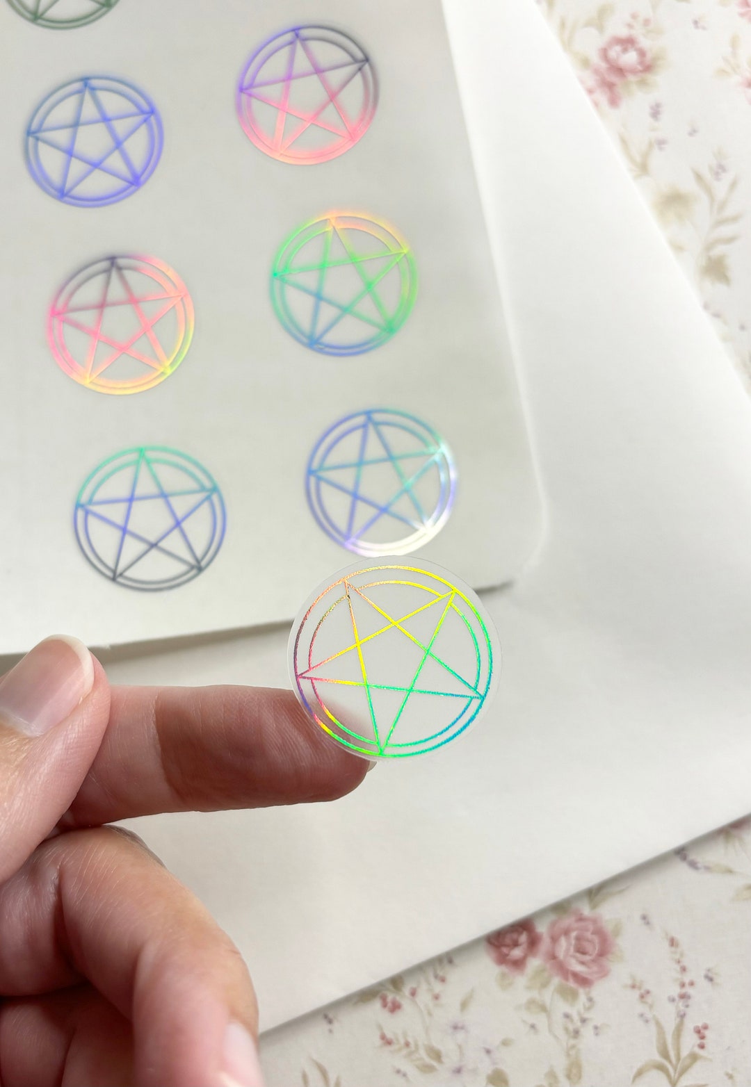 Holographic Pentagram Stickers, Fine Line Pentagrams for Witch Planners ...