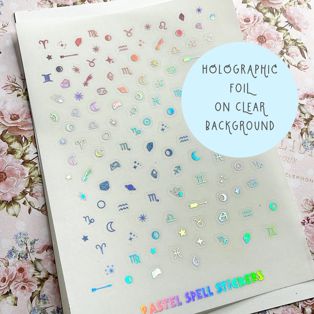 Tiny Holographic Clear Celestial Stickers, Zodiac Stickers, Mini ...