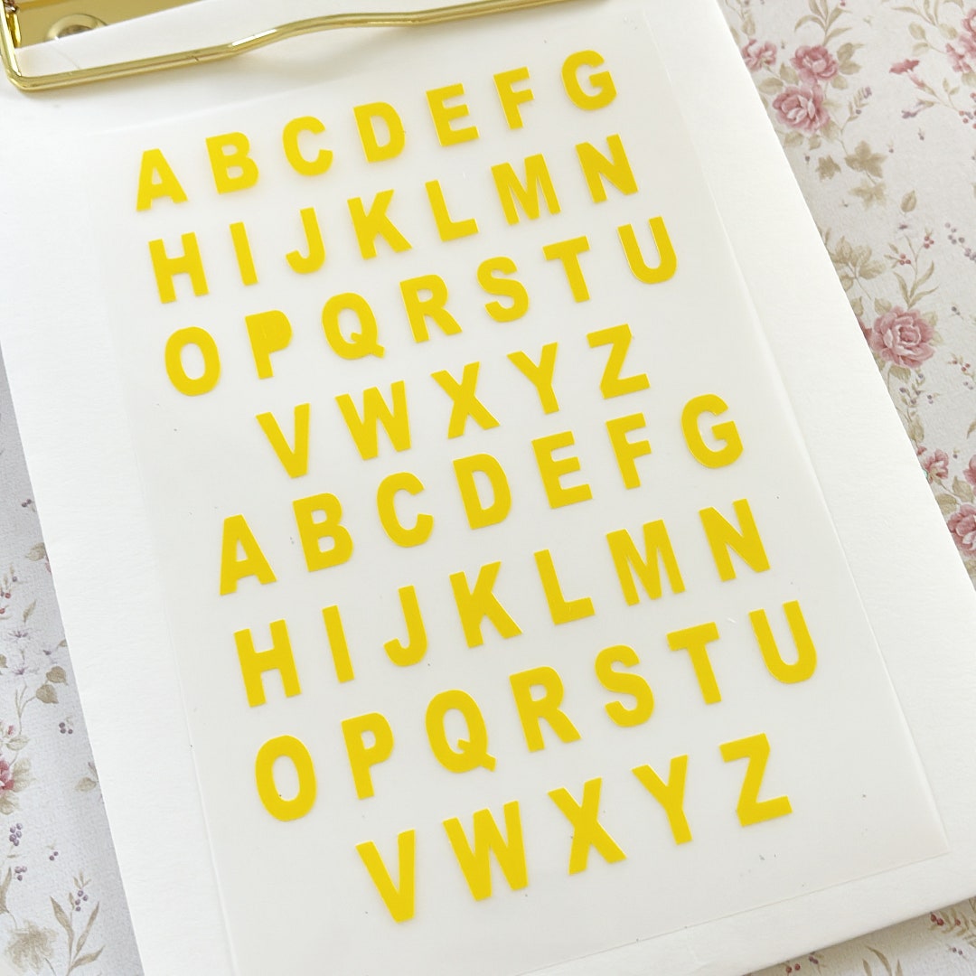 12mm Vinyl Letters Glossy Yellow Waterproof Letter Stickers Alphabet ...