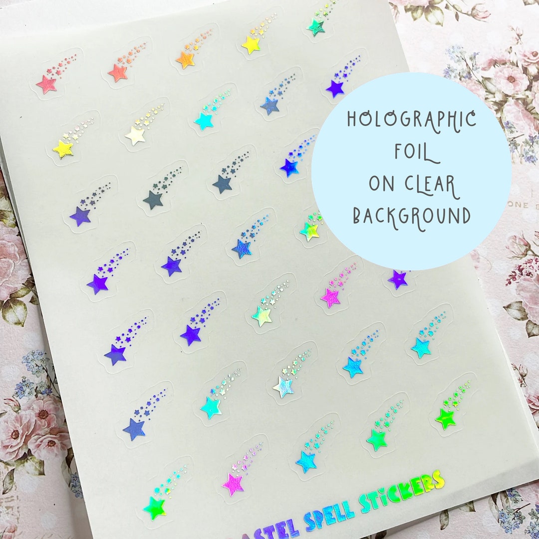 Holographic Shooting Star Stickers, Clear Sparkle Stickers, Star ...