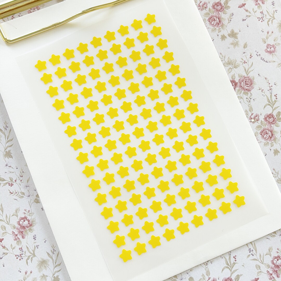 Cute 7mm Yellow Puffy Star Stickers, Tiny Stars Stickers, Kawaii ...