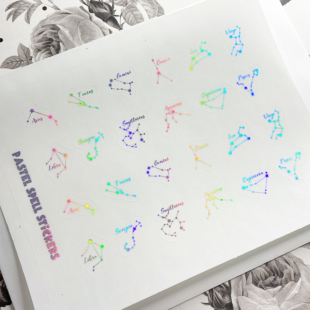 Clear 15mm Holographic Constellations Stickers, Zodiac Stickers, Foil ...