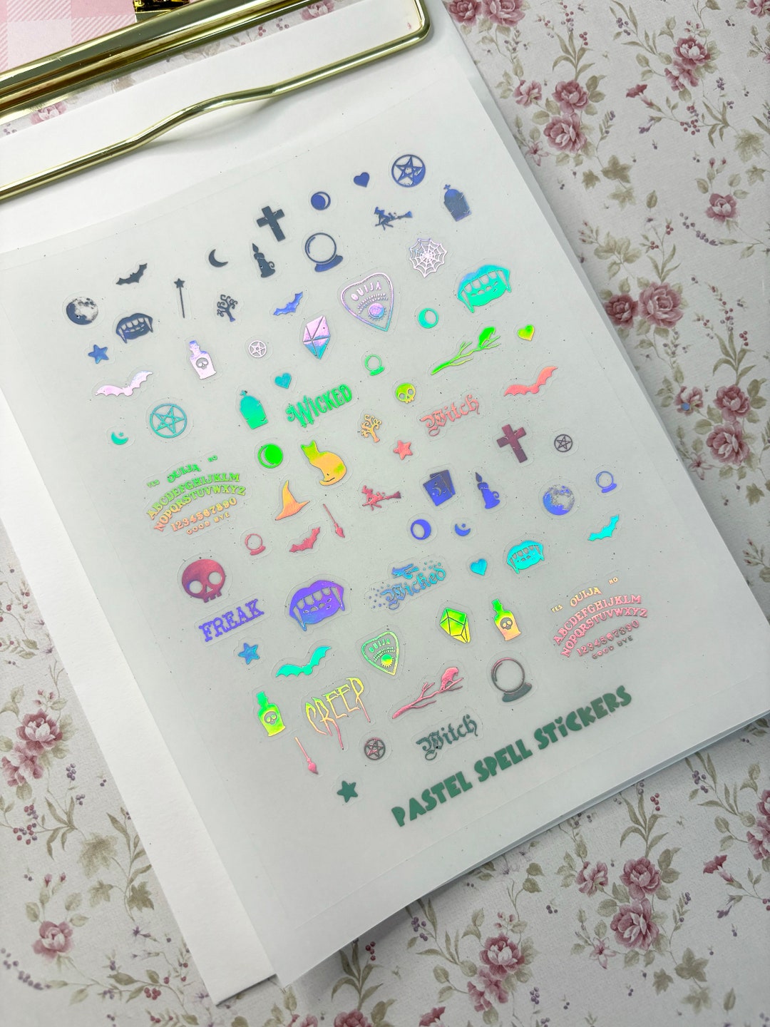 Tiny Clear Spooky Stickers, Holographic Halloween Stickers, Vampire ...