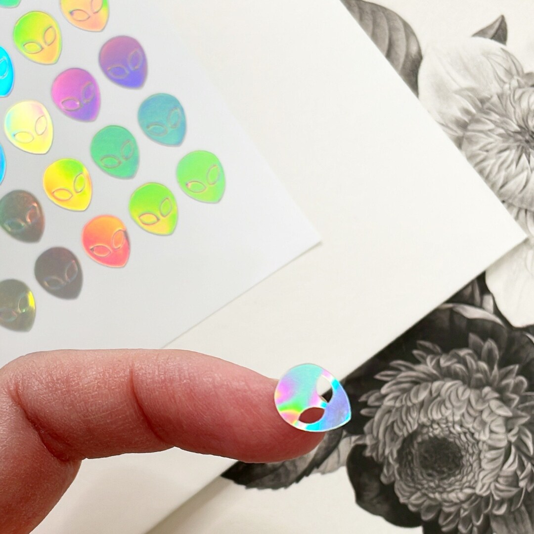 9mm Alien Stickers, Vinyl Holographic Stickers, Ufo Stickers ...