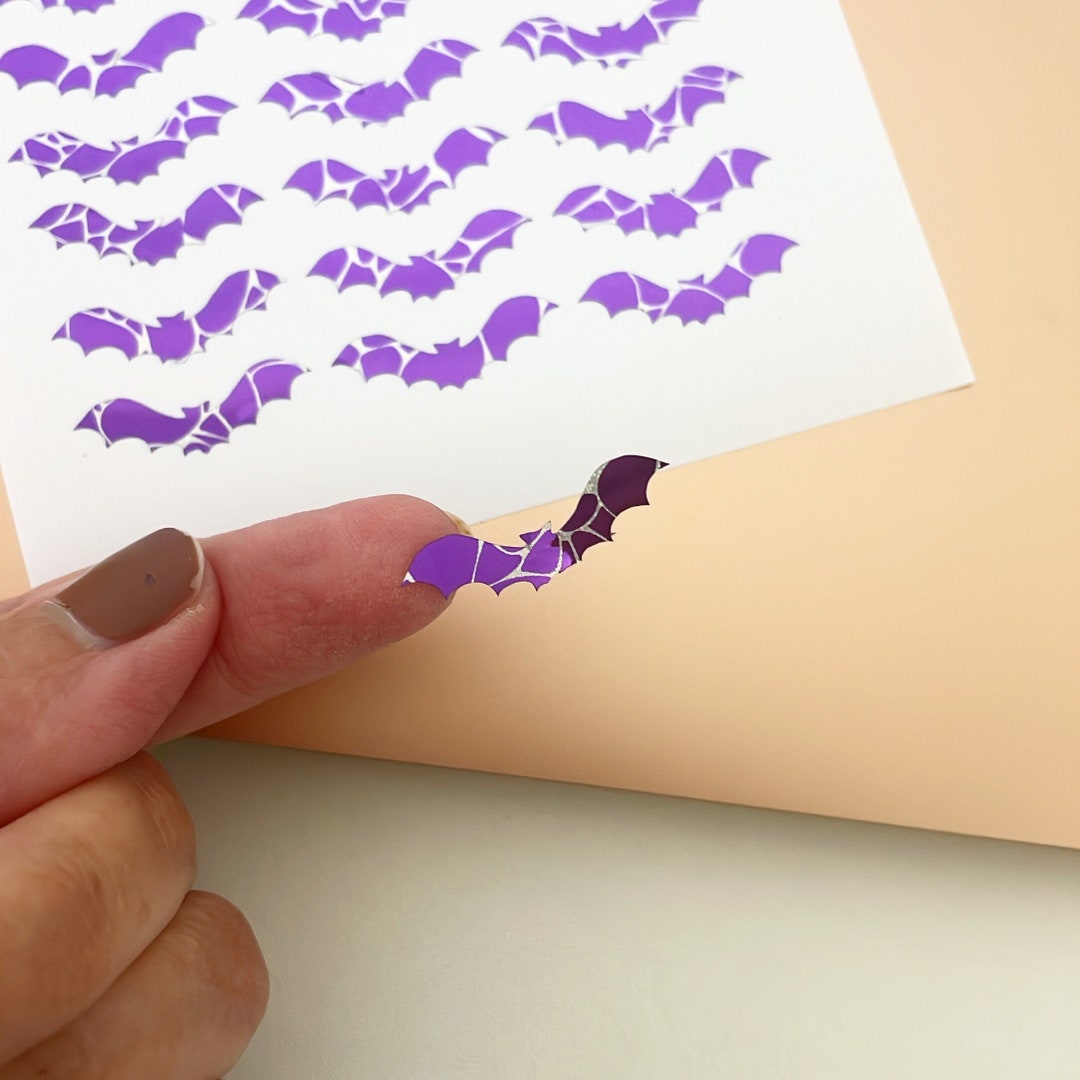 1 Inch Purple Crackle Bats Stickers, Vinyl Halloween Stickers, Goth ...