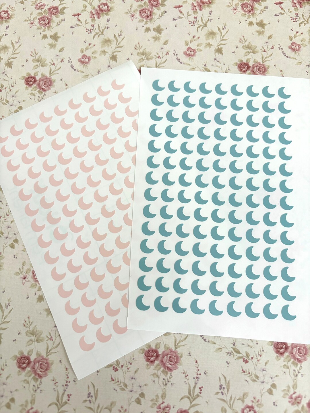 Kawaii Pastel Crescent Moon Stickers, Pink Moons, Blue Moon, 8mm Cute ...
