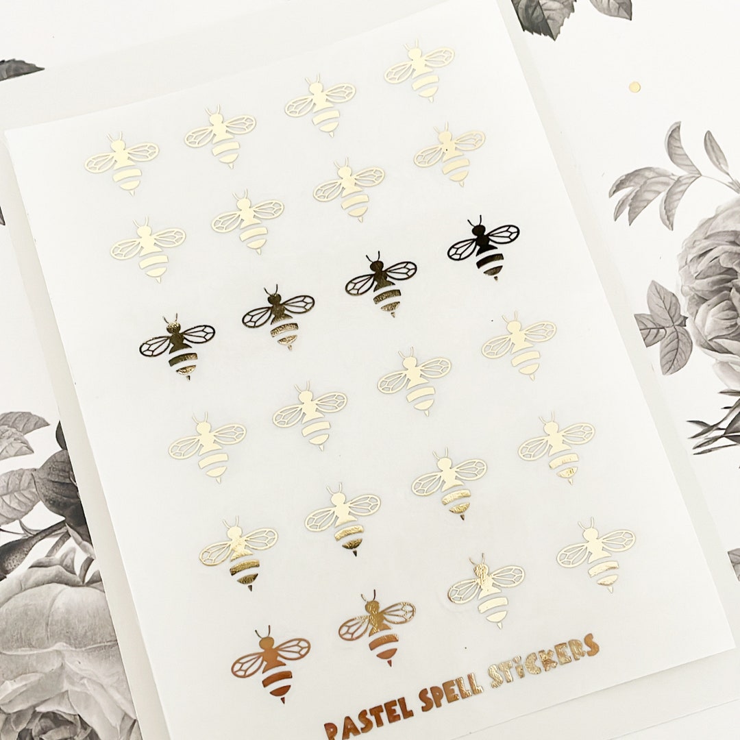 Transparent Gold Foil Bee Stickers 18mm Wide Gold Bees - Etsy