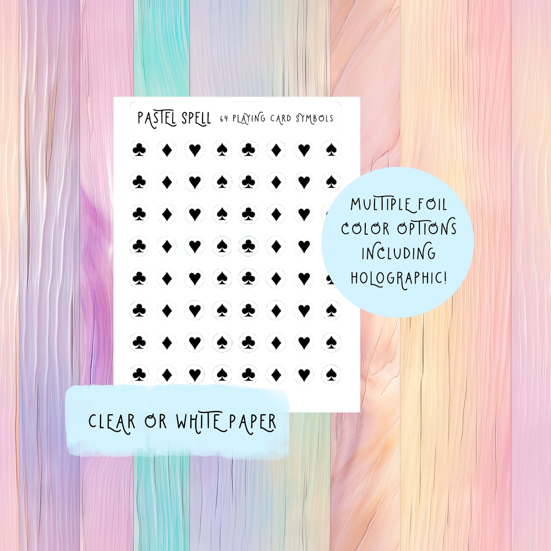 Playing Card Symbols, Game Symbol Stickers, Multiple Color Options ...