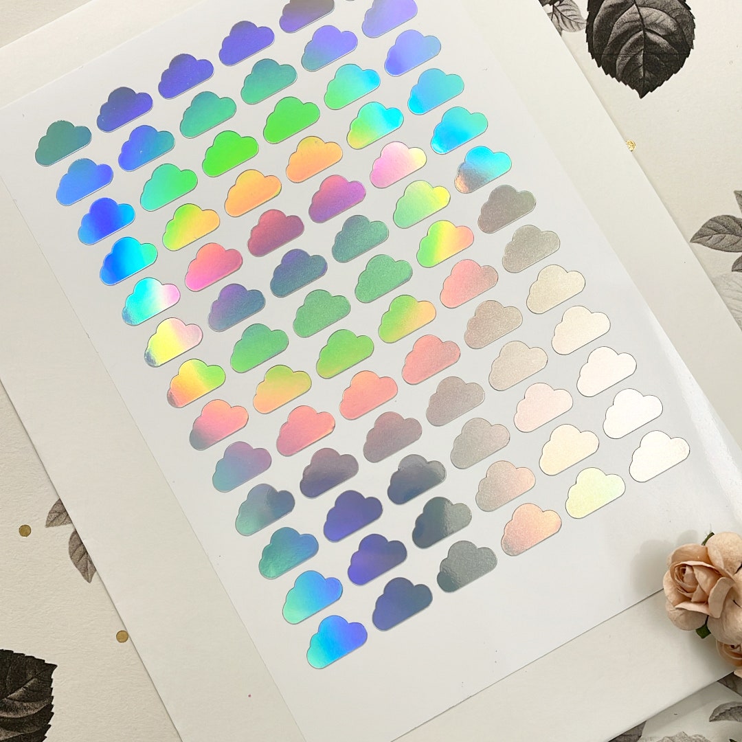 Vinyl Holographic Cloud Stickers, Puffy Cloud Stickers, Planner ...