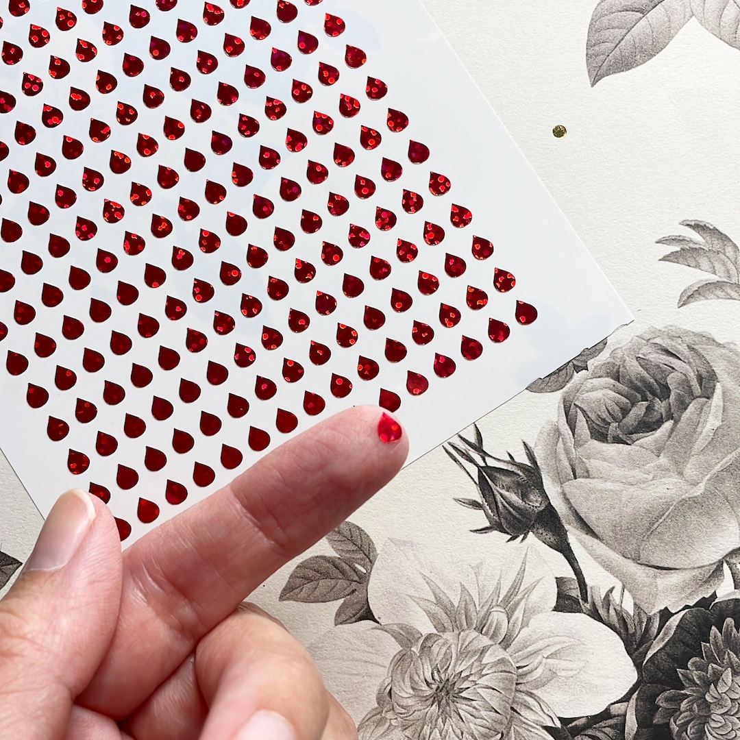 4mm Red Sparkle Drops Period Tracker Stickers Vinyl Raindrop Decals for ...